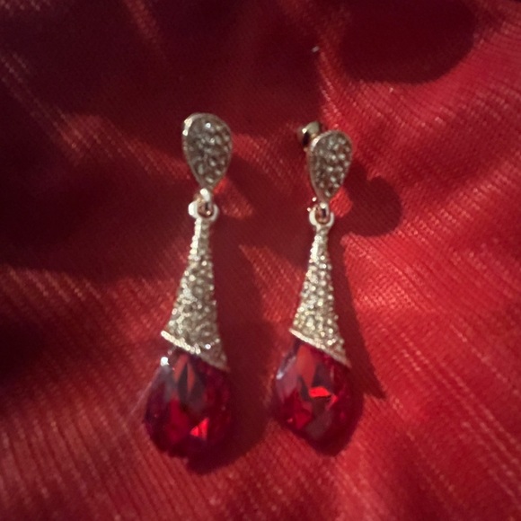 None | Jewelry | Red And Gold Drop Pierced Earrings Nwt | Poshmark